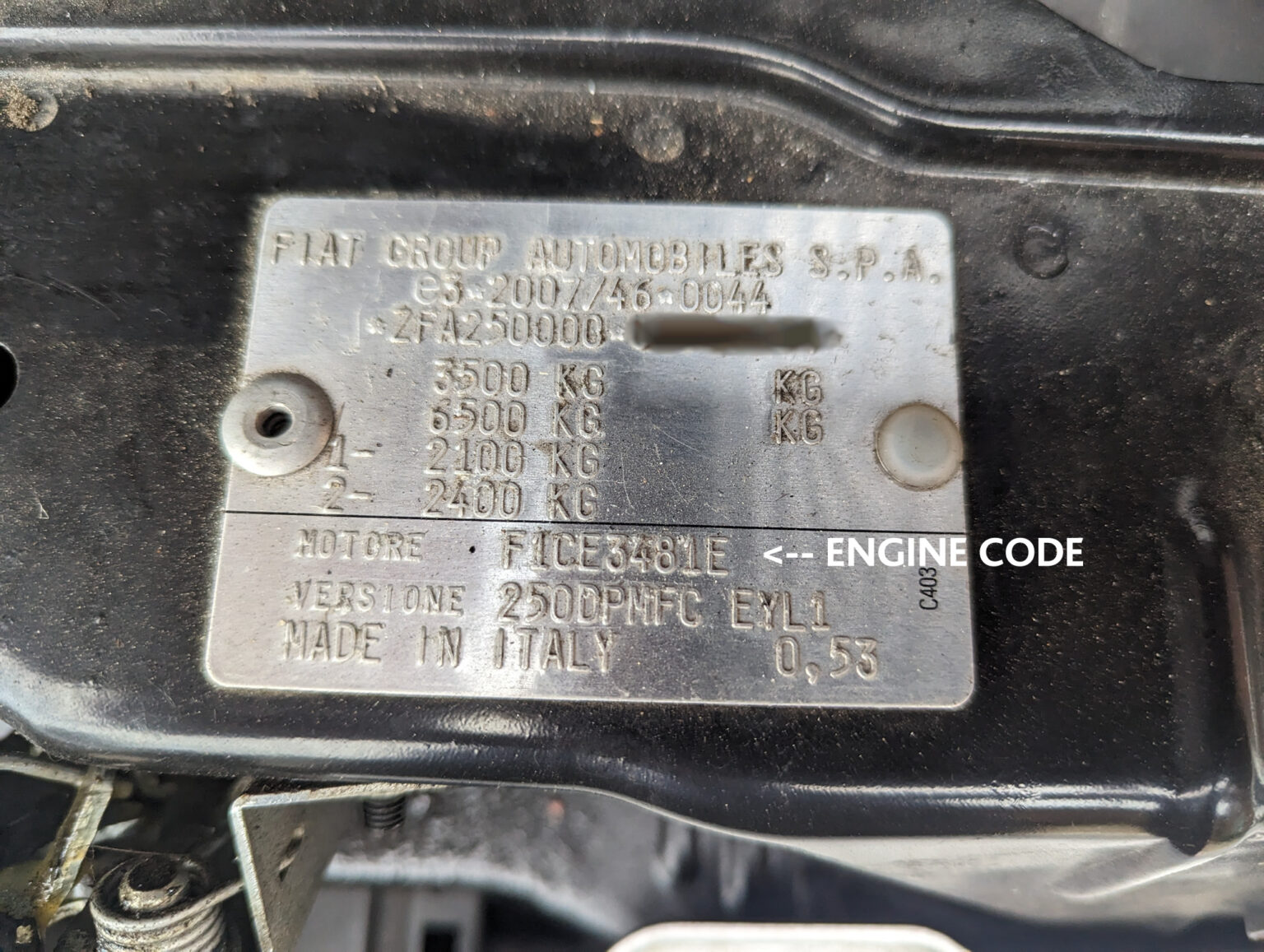 How to find your Fiat Motorhome Engine Number - Car Service Packs